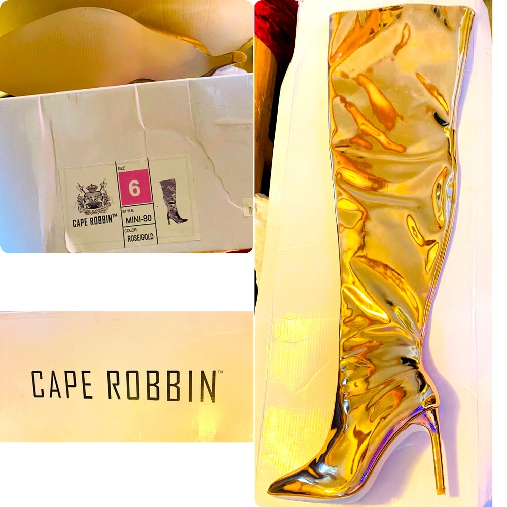 Cape Robbin Rose Gold Thigh High Boots - Gem